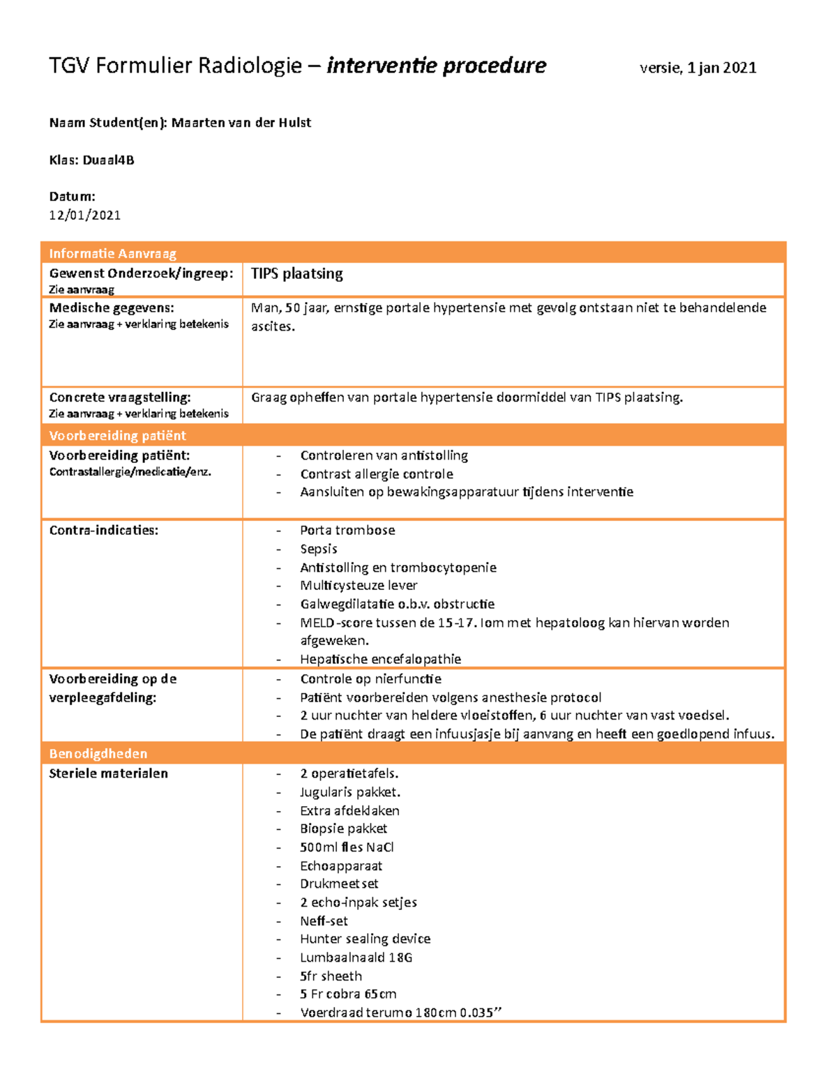 TGV-formulier TIPS - Interventie tips - TGV Formulier Radiologie – interventie procedure versie ...