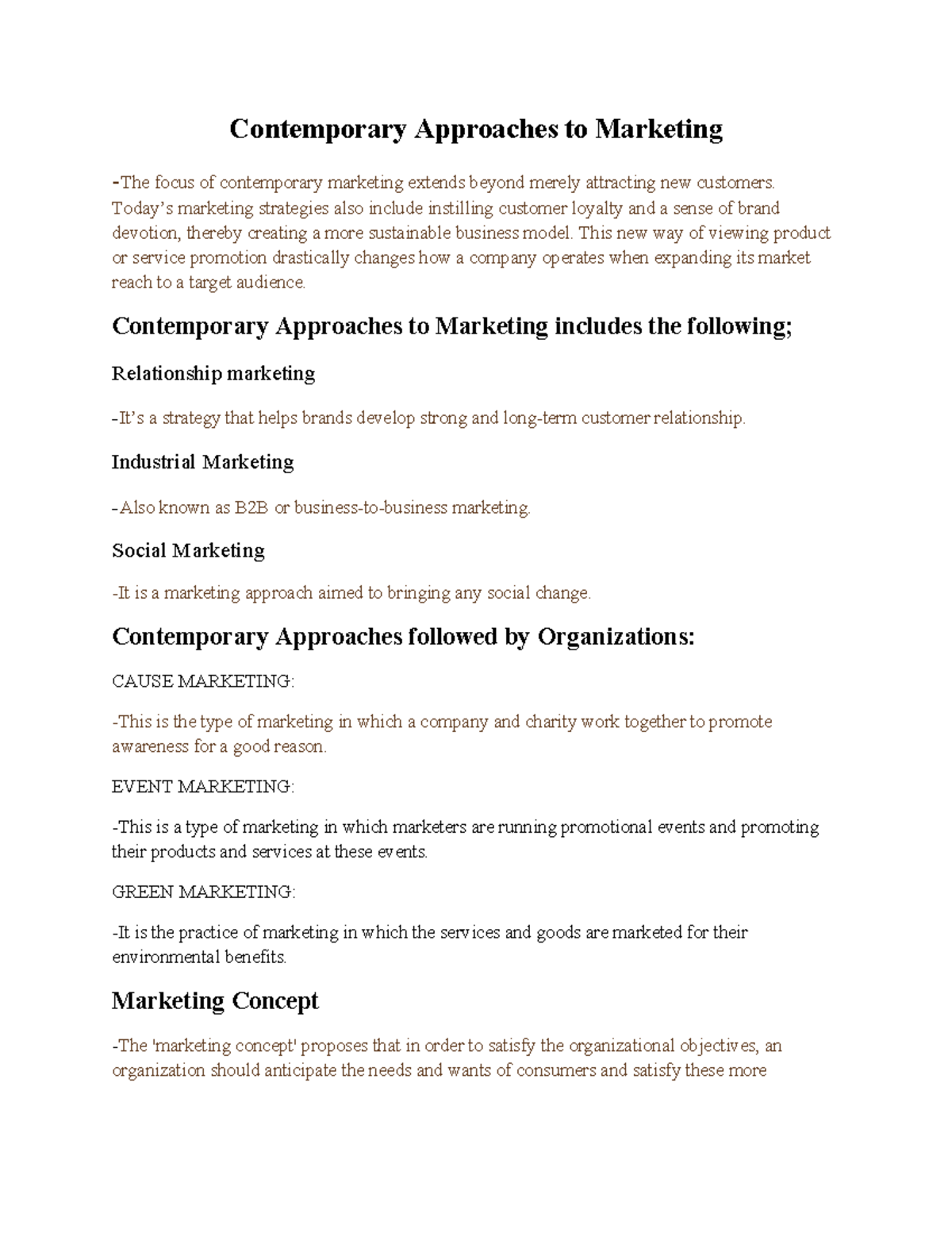 Contemporary Approaches to Marketing 2222 - Today’s marketing ...