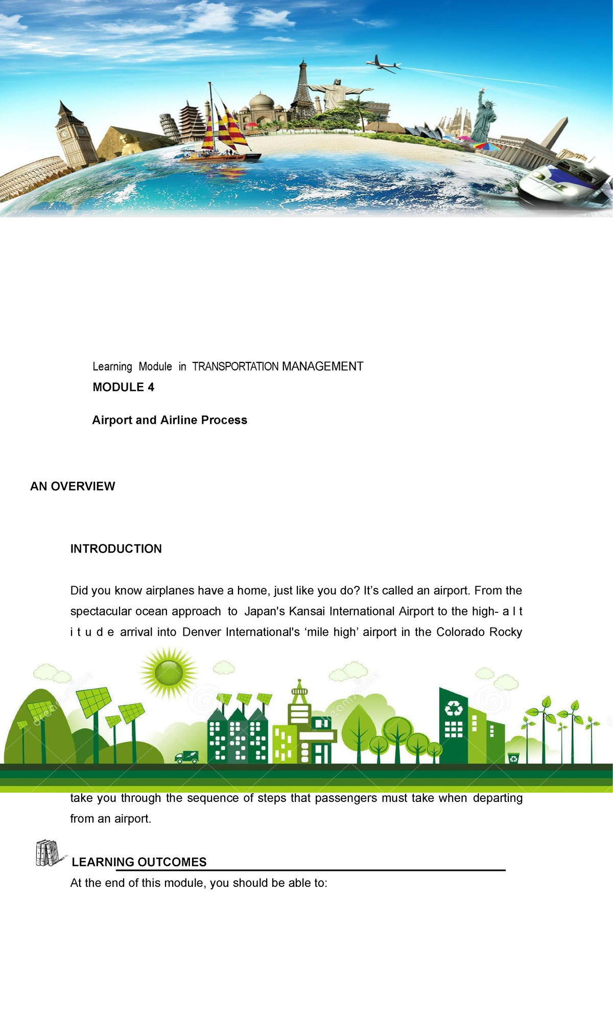 Module 4 Transportation MNGT NEW - Learning Module in TRANSPORTATION ...