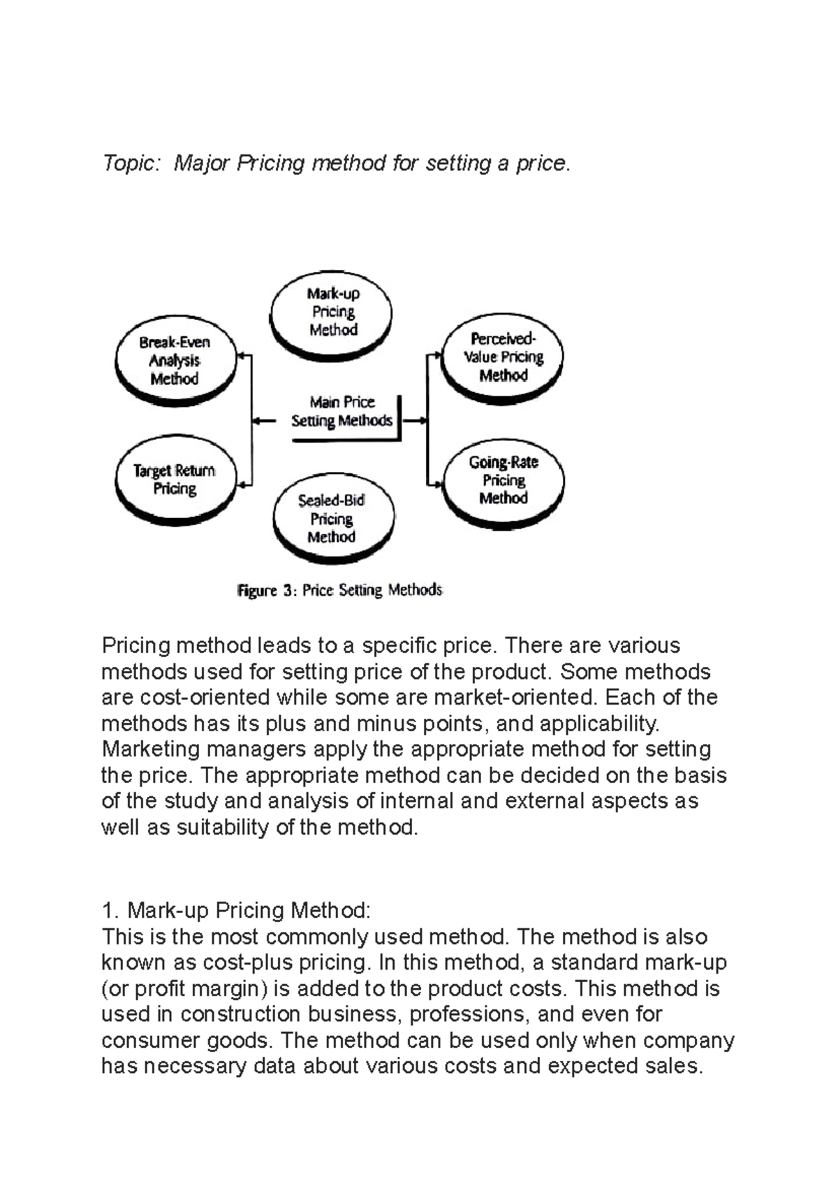 Presentation '23 - Topic: Major Pricing method for setting a price ...