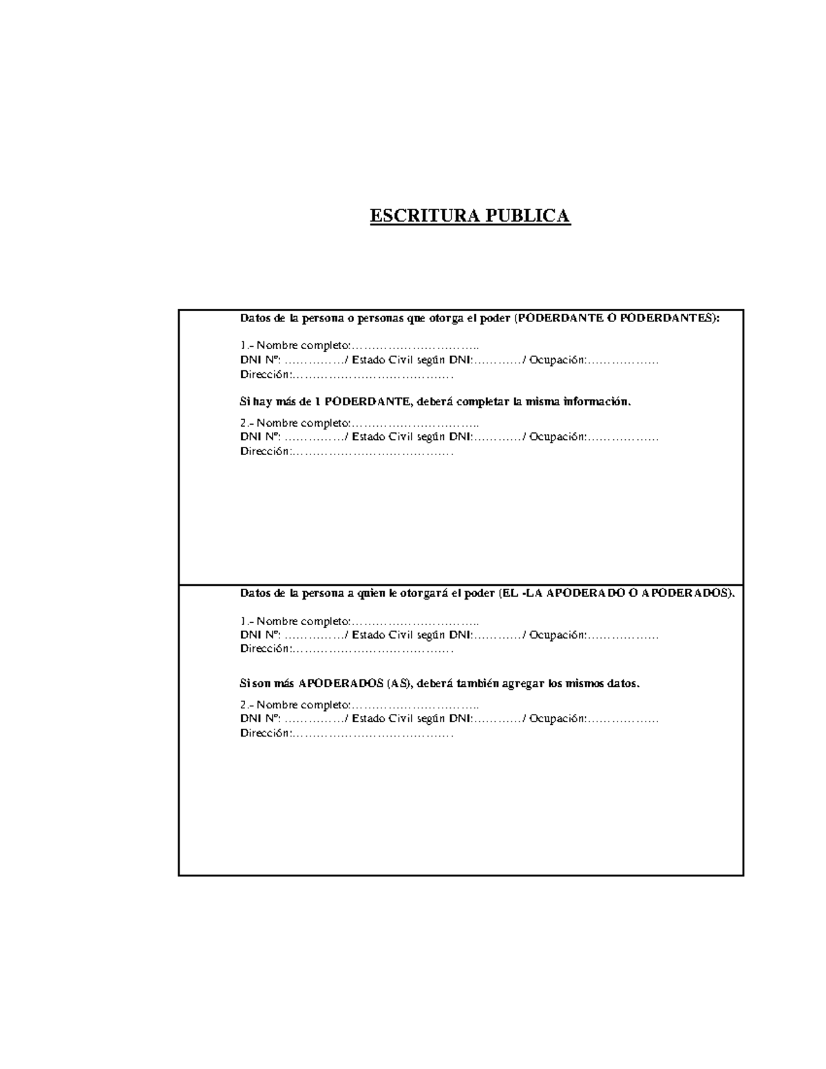 MOD - documemto - ESCRITURA PUBLICA Datos de la persona o personas que ...
