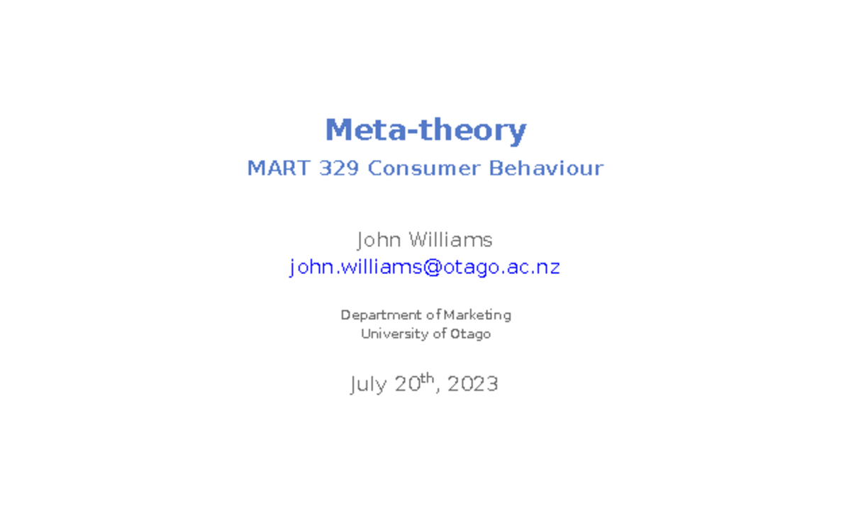 Meta theory-slides - Notes from leccys - Marketing - University of ...