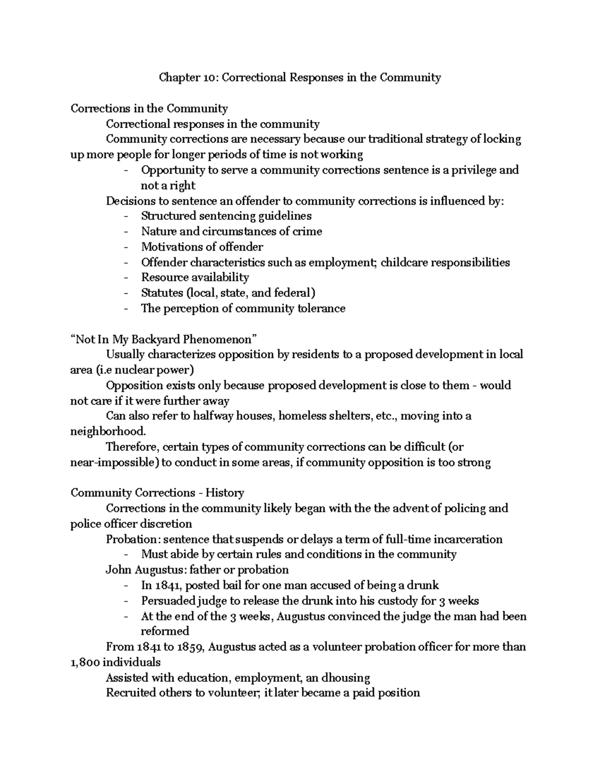 CCJ 101: Correctional Responses in the Community - Chapter 10 ...