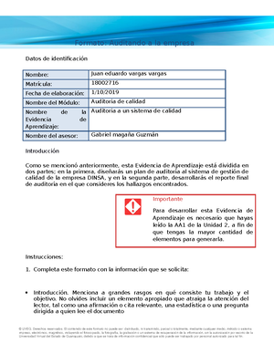 LSD EA5 Formato - Formato: Caso DISAR Datos de identificación Nombre: Matrícula: Fecha de - Studocu