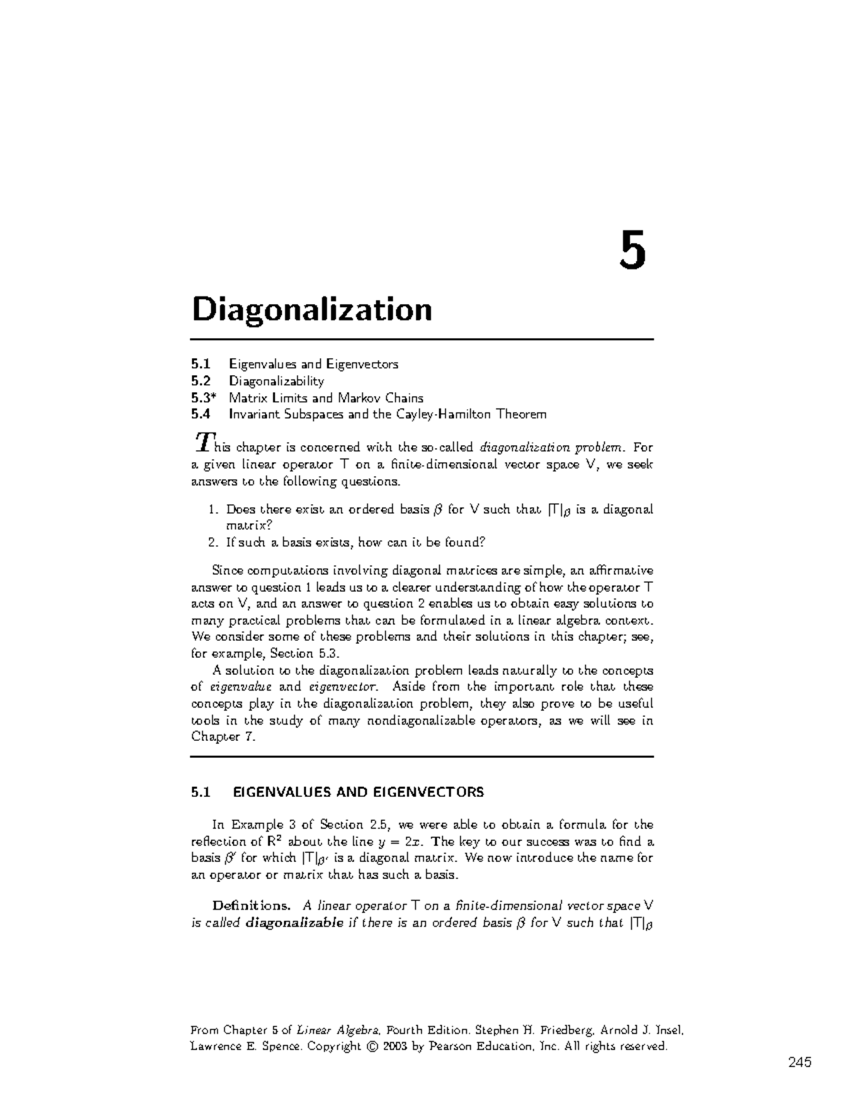 Mathematics original text 5 - 5 Diagonalization 5 Eigenvalues and Eigenvectors 5 ...