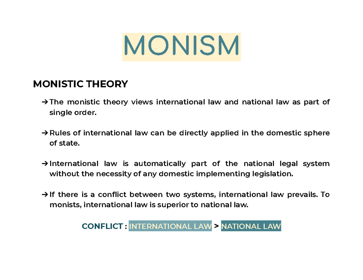 Monism - Introduction To Malaysian Legal System - UiTM - Studocu