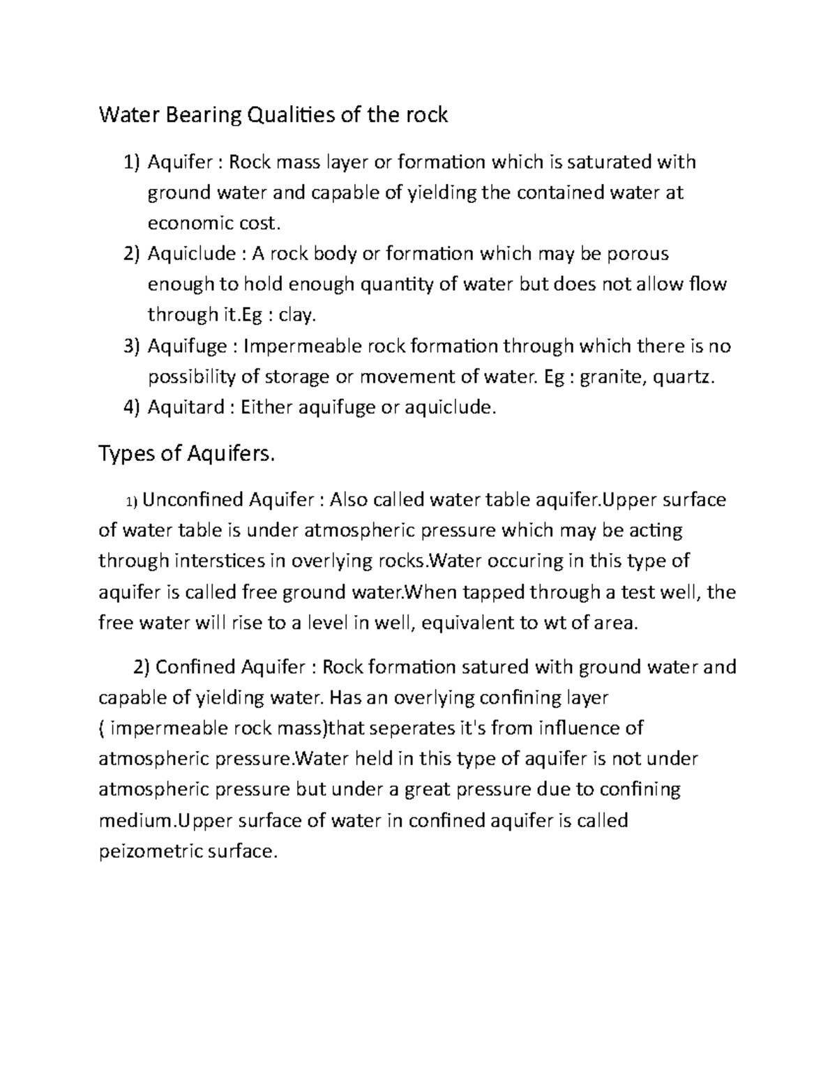 Water Bearing Q-WPS Office - Water Bearing Qualities of the rock ...