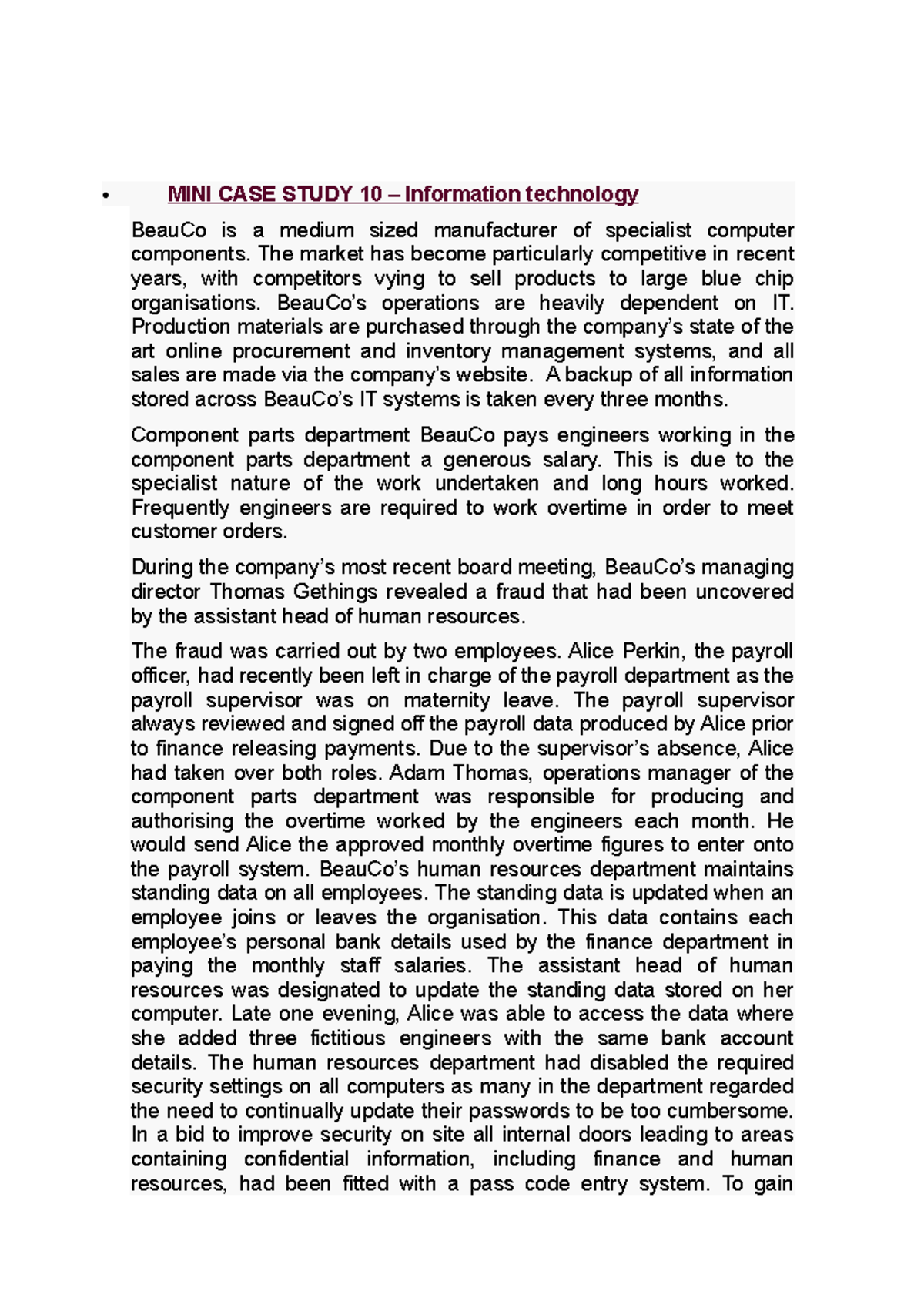 question-on-beaauco-it-case-study-no-9-mini-case-study-10