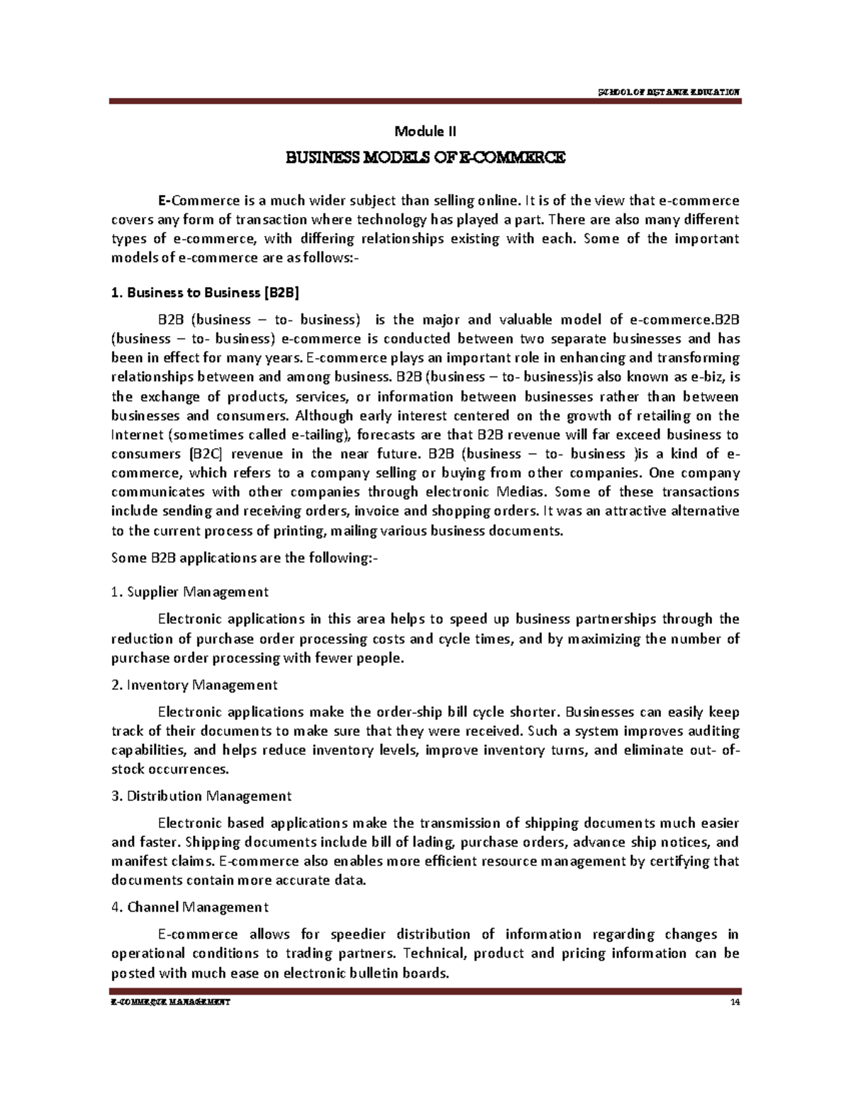 Ch 2 Business Models of E Commerce - Module II BUSINESS MODELS OF E ...