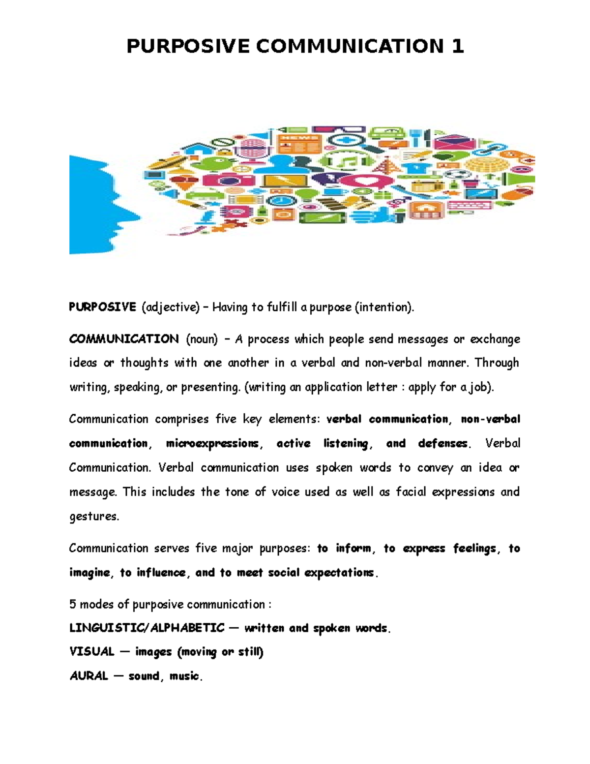 Purposive COMM 1 - for college - PURPOSIVE (adjective) – Having to ...