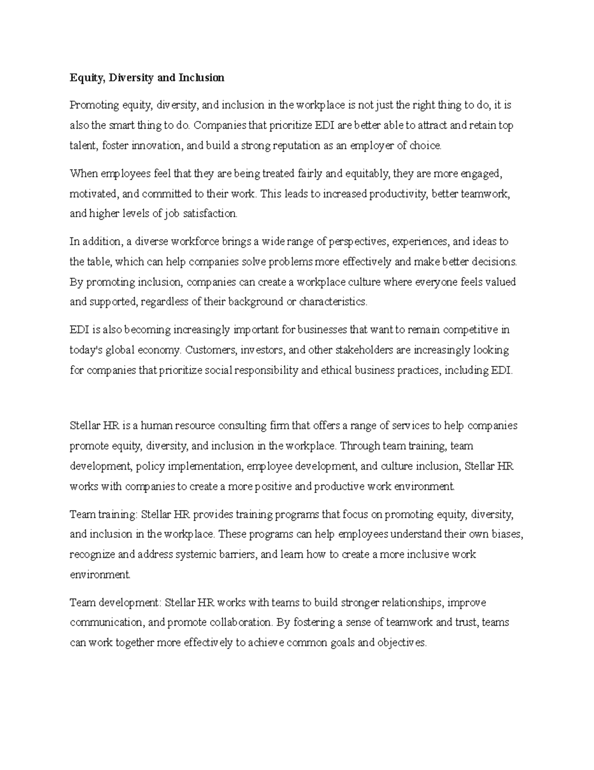 Equity, Diversity and Inclusion - Equity, Diversity and Inclusion ...