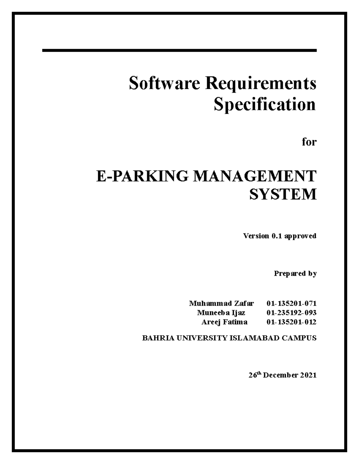 SRS-parking management system - Software engineering - BU - Studocu