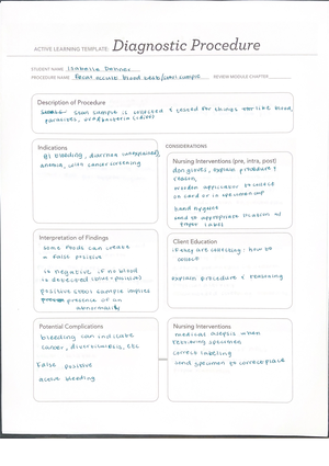 Temp2 - ATI - ACTIVE LEARNING TEMPLATES Diagnostic Procedure STUDENT ...
