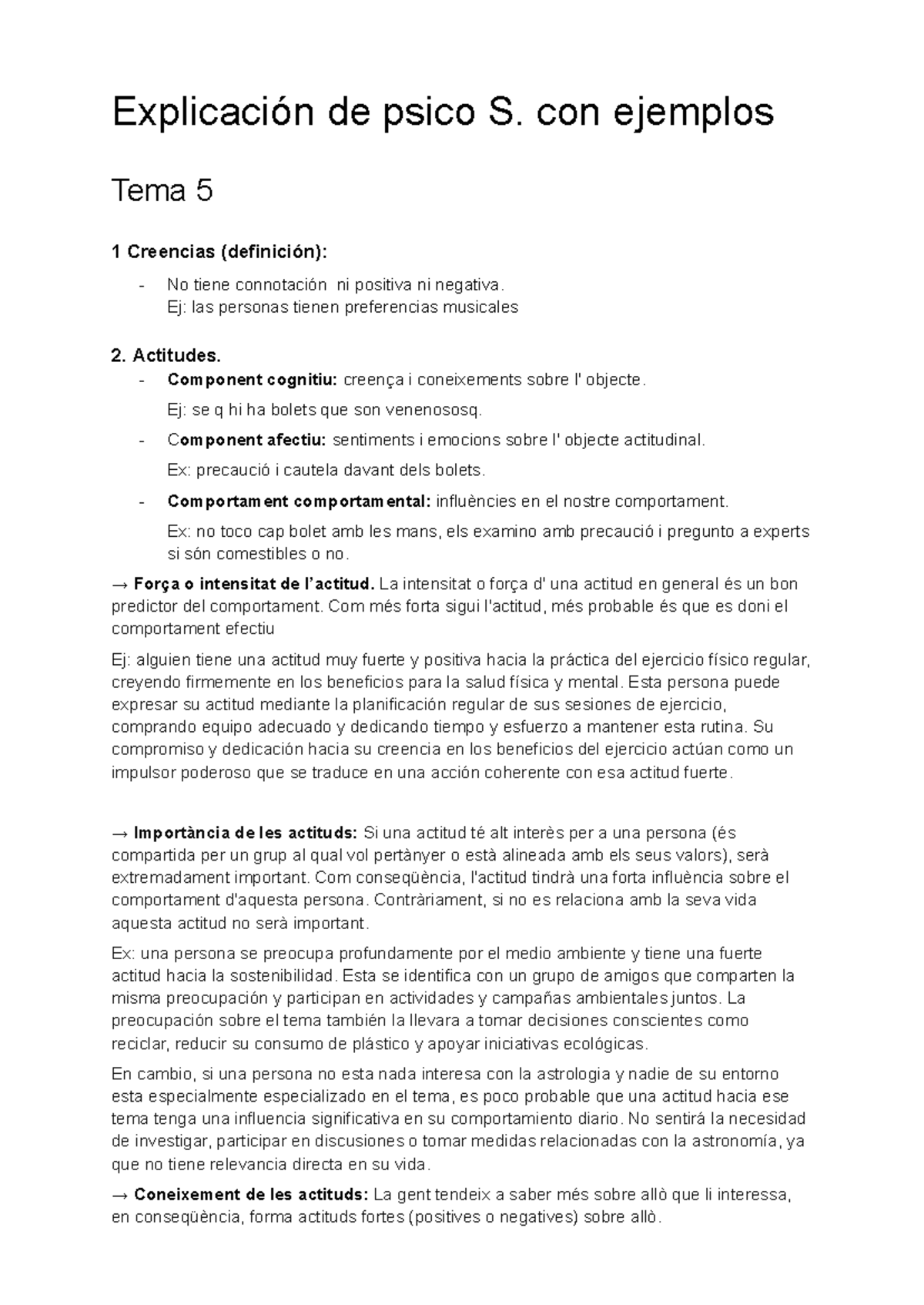 ejemplos segundo bloque PS social - Explicación de psico S. con ejemplos Tema 5 1 Creencias ...