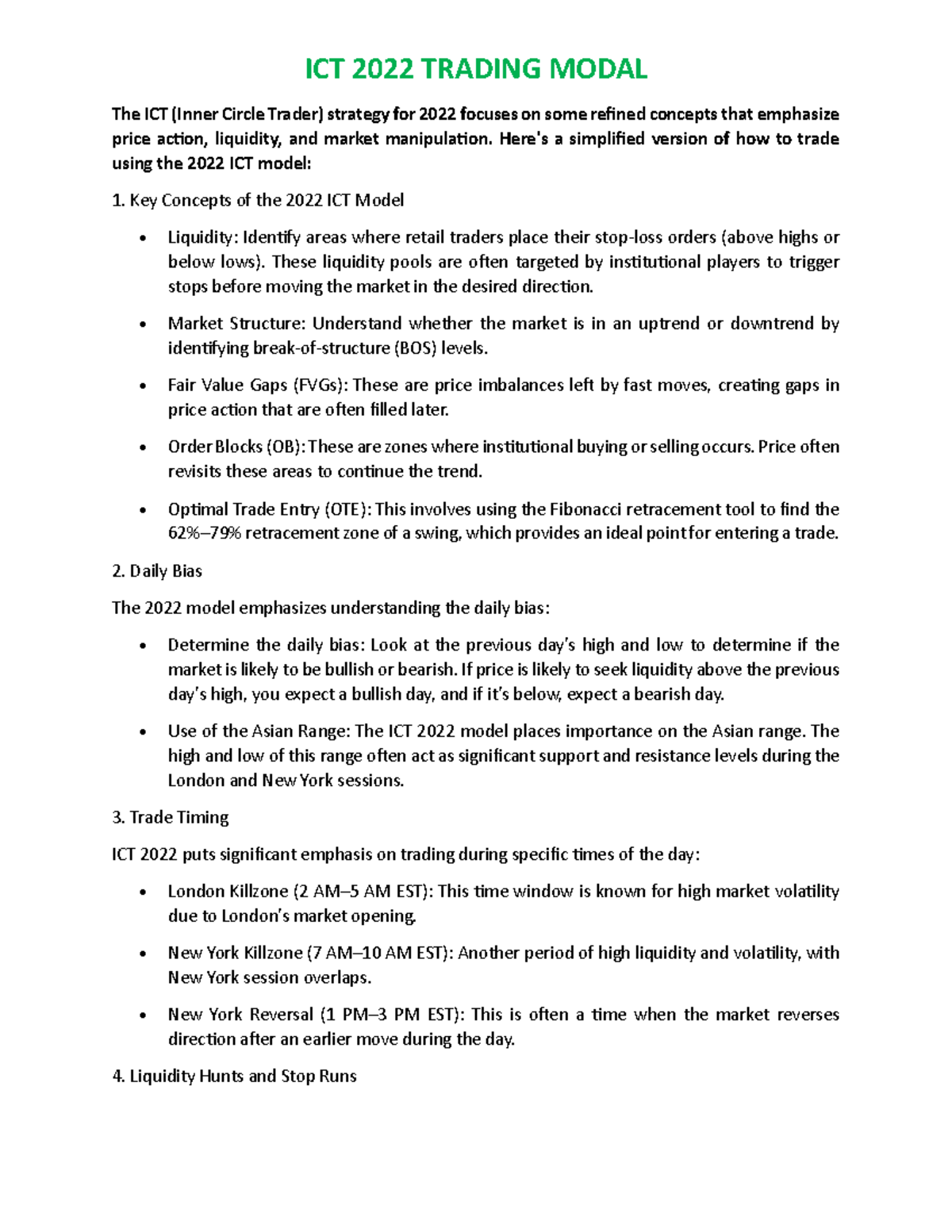 ICT 2022 Trading Modal - ICT 2022 TRADING MODAL The ICT (Inner Circle ...