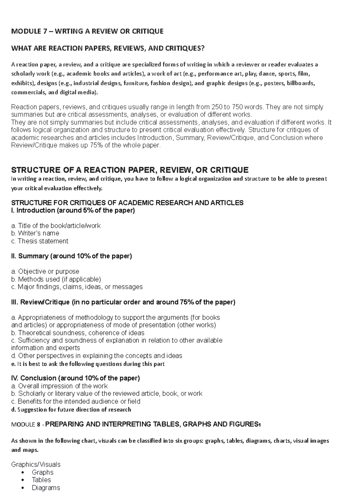 EAPP W7-9 Compilation - MODULE 7 – WRTING A REVIEW OR CRITIQUE WHAT ARE ...