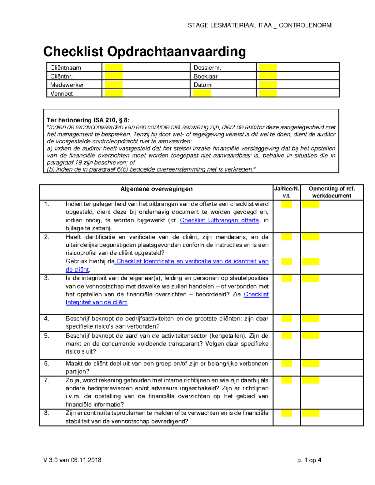 202006 08 Checklist-Opdrachtaanvaarding - Checklist Opdrachtaanvaarding ...