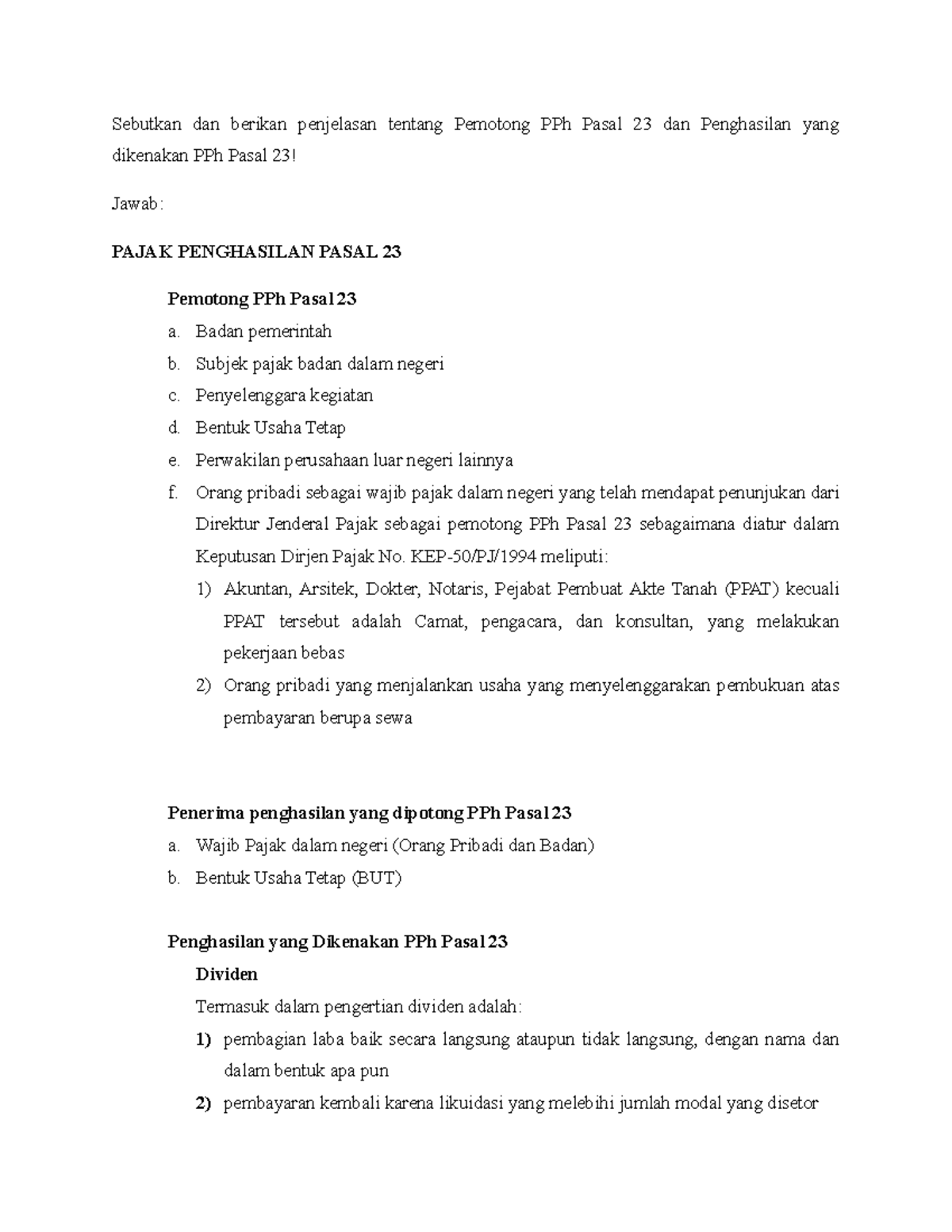 Diskusi 5 - Sebutkan dan berikan penjelasan tentang Pemotong PPh Pasal ...