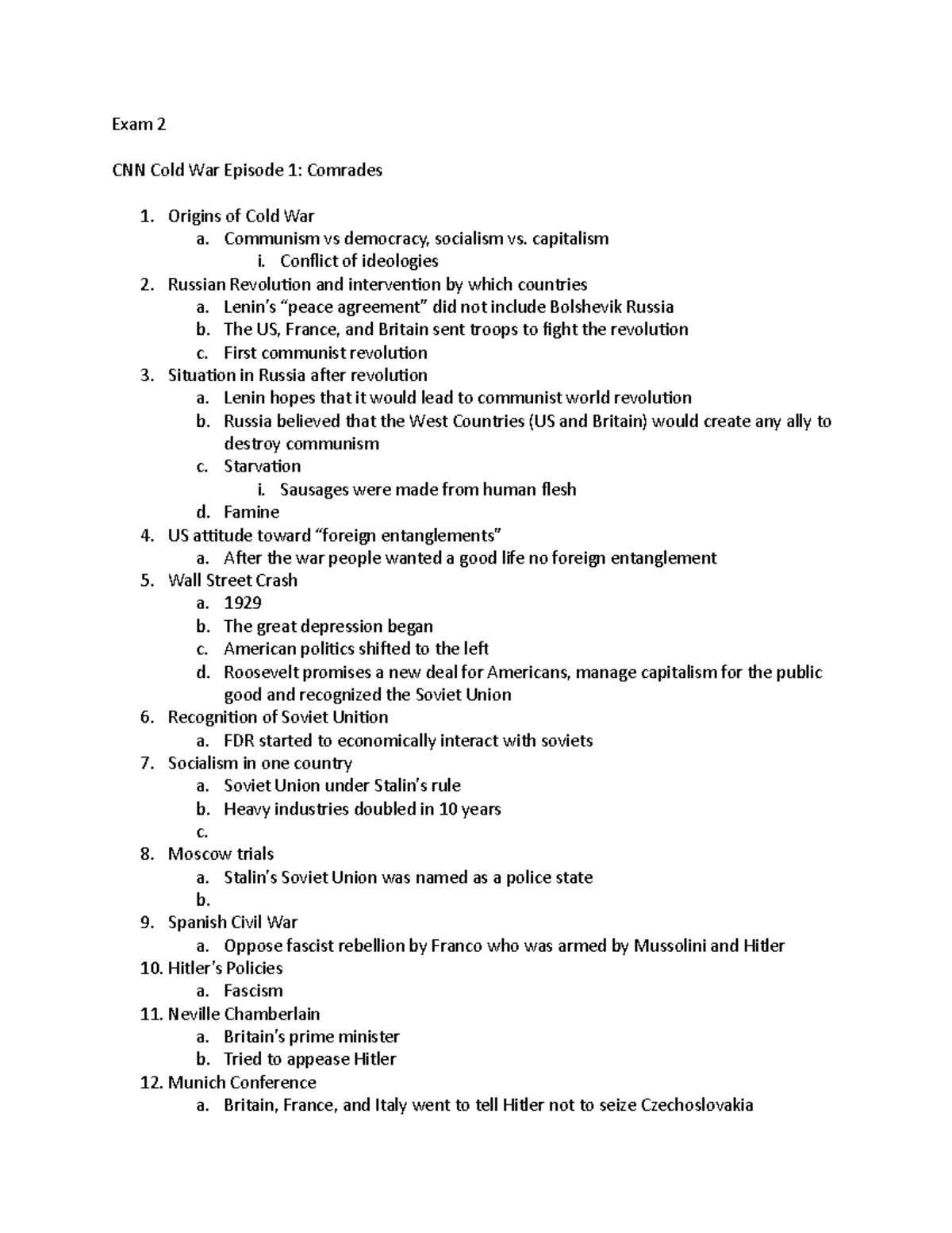 Exam 2 - All lecture notes needed for Exam 2 - Exam 2 CNN Cold War ...
