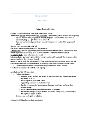 Law of Succession - personal notes - Law of Succession – Week 1 ...