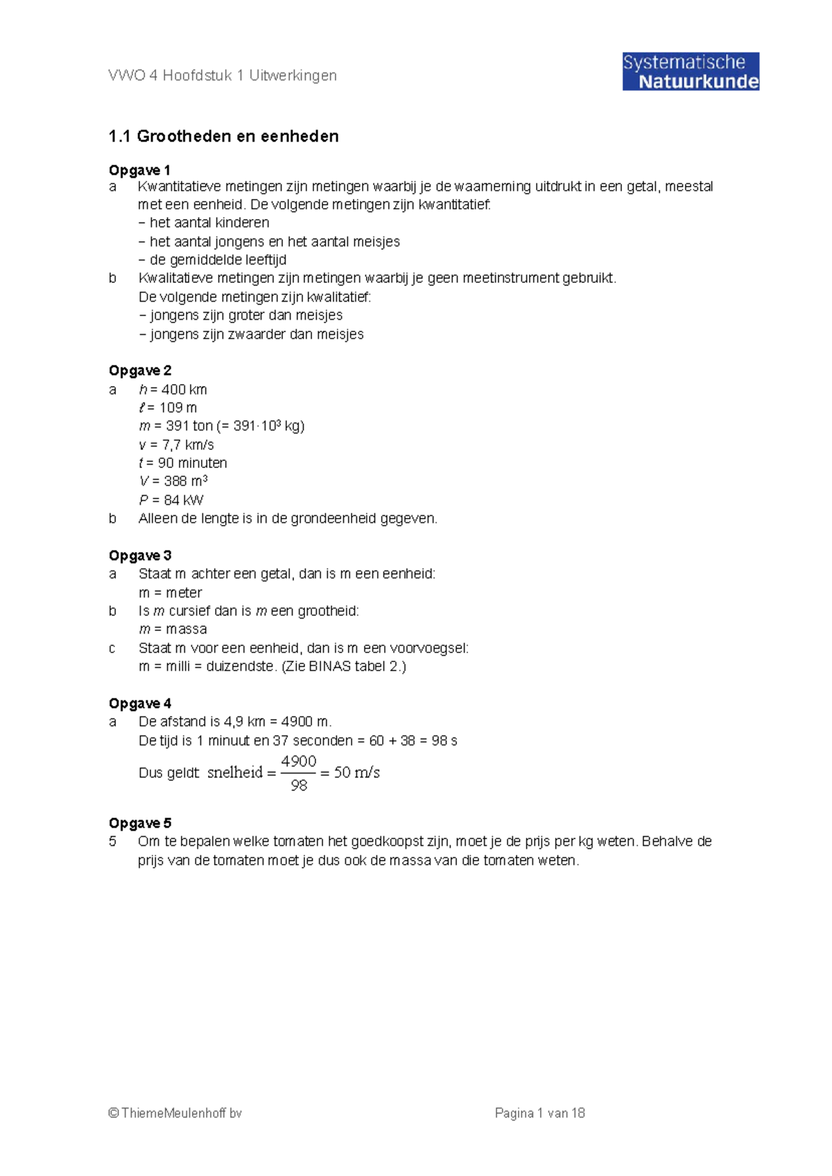 V4H1uitwerkingen LRN - Antwoorden natuurkunde 4 vwo - 1 Grootheden en ...