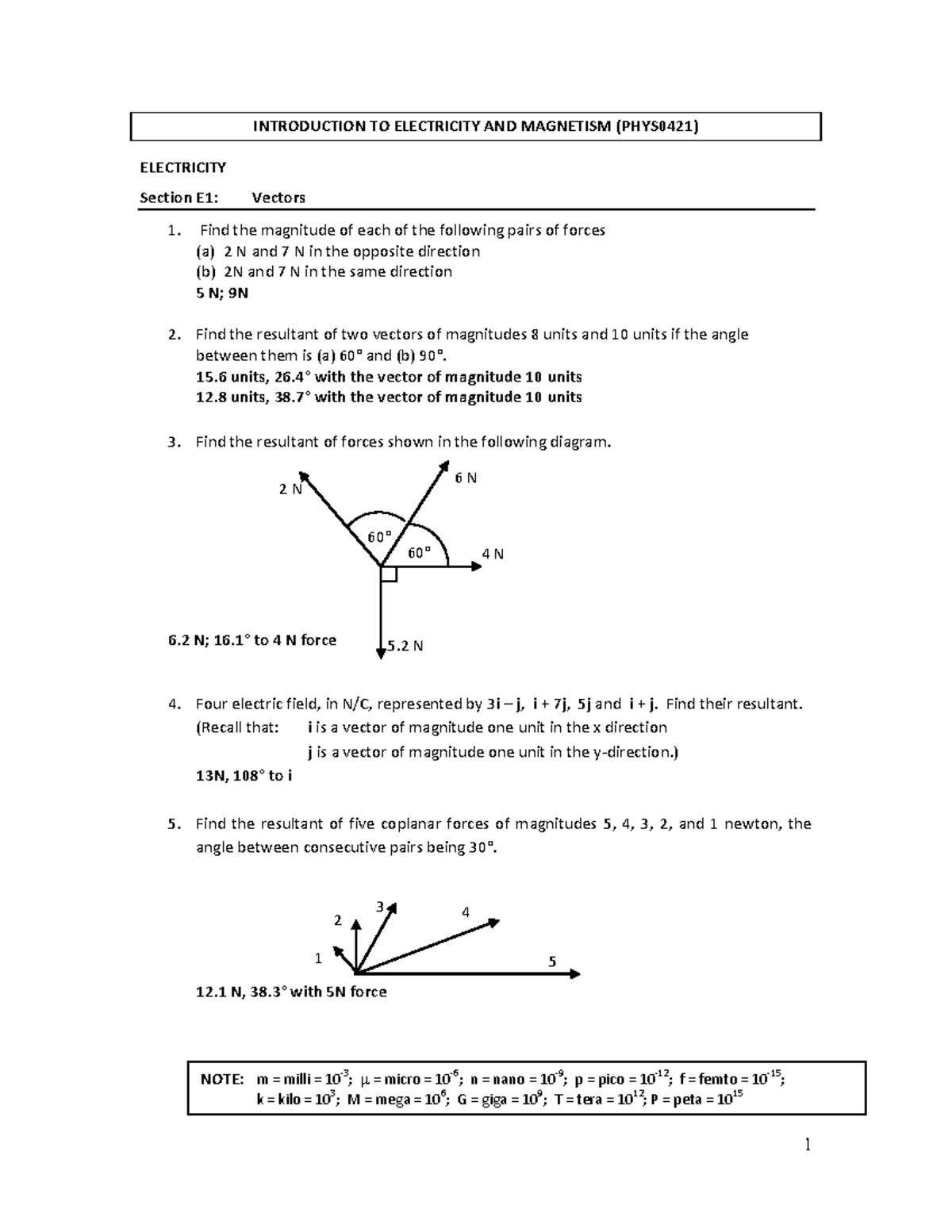 EM Tutorial Worksheet - INTRODUCTION TO ELECTRICITY AND MAGNETISM ...