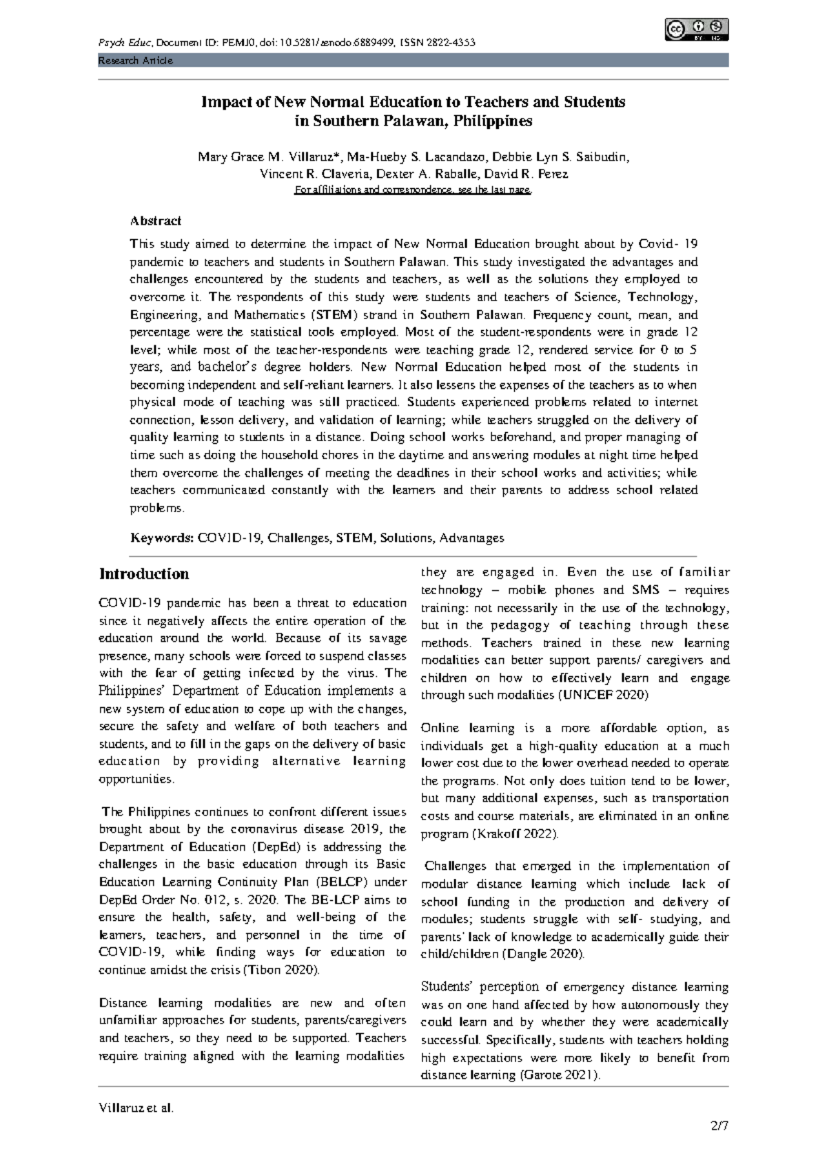 Impact of New Normal Education to Teache - Research Article Villaruz et ...