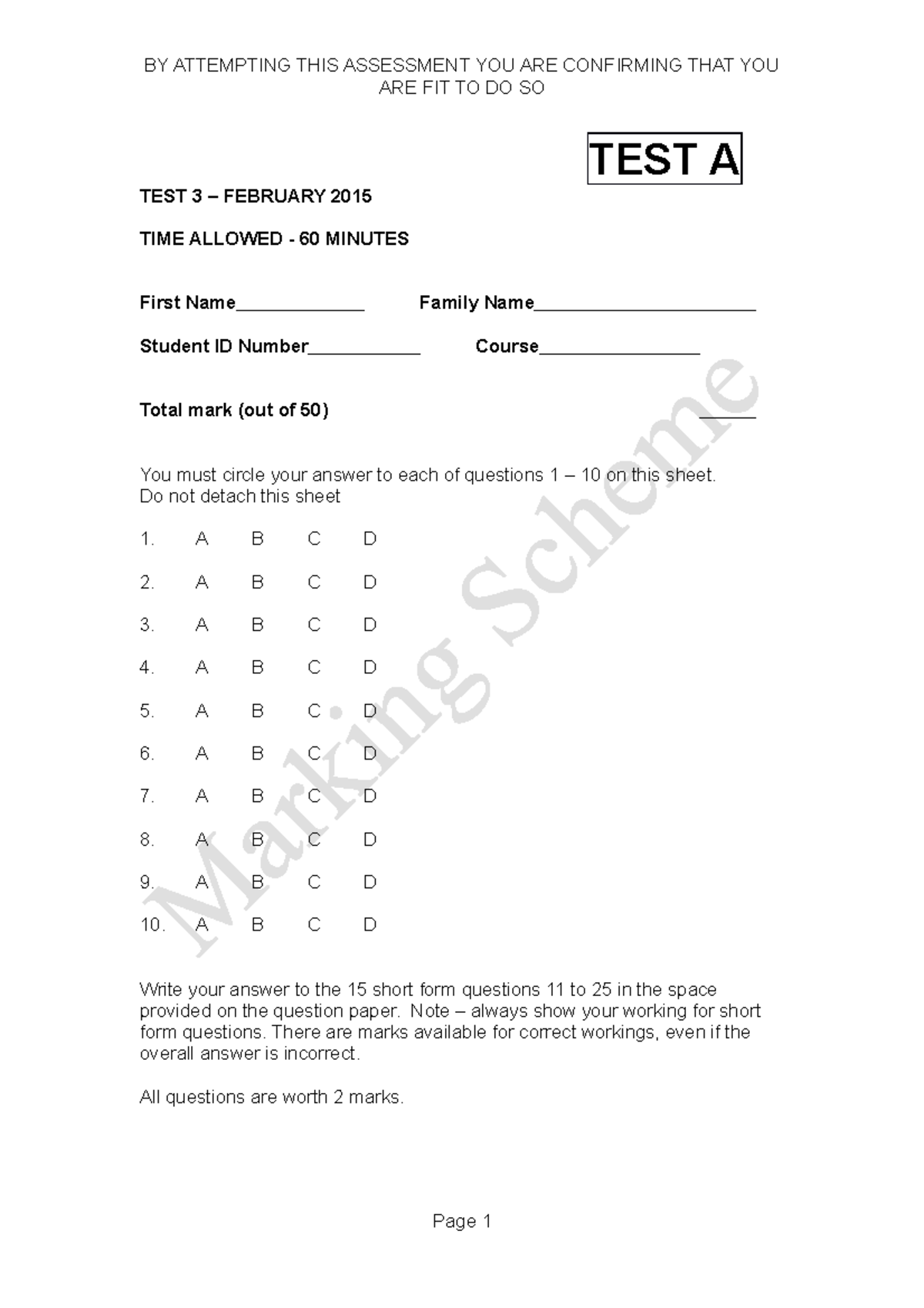 Test 3 Feb 2015 test A answers and workings - ARE FIT TO DO SO TEST A ...