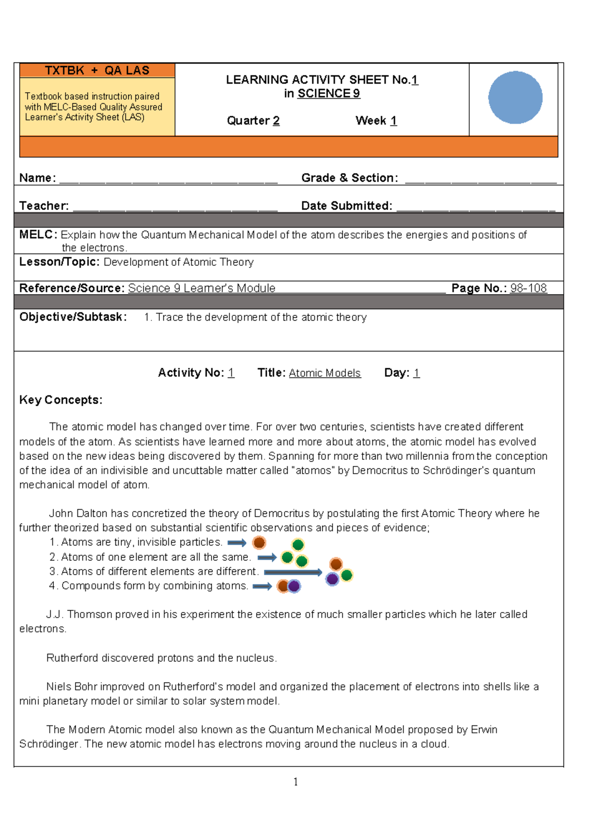 LAS W1 Gutierrez, Gene Dominic (illustrated) - TXTBK + QA LAS LEARNING ACTIVITY SHEET No. 1 in ...