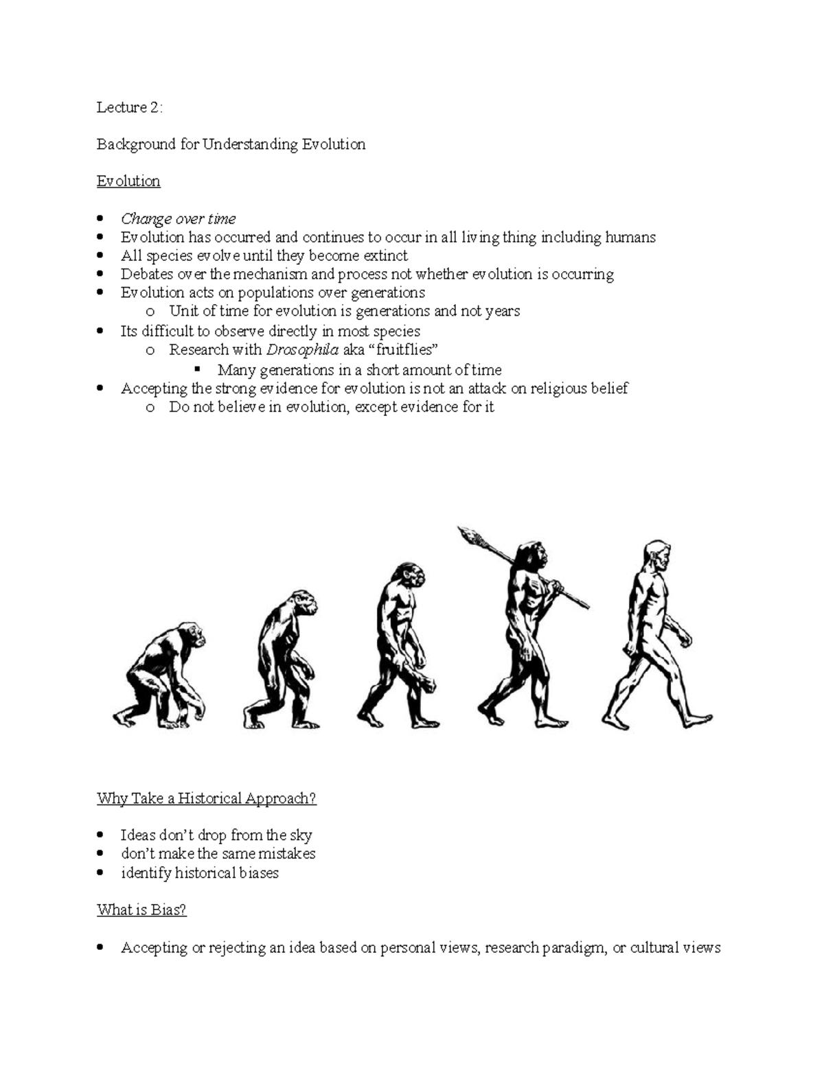 Lecture 2 - notes - Lecture 2: Background for Understanding Evolution ...