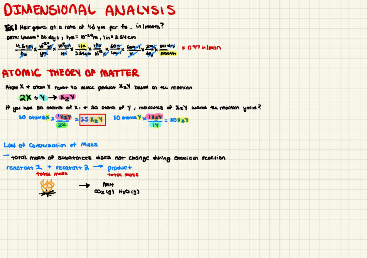 Video Notes 3 - DIMENSIONAL ANALYSIS EX/ Hair grows at a rate of 4. Gym ...