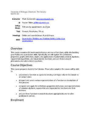 Algebraic expressions 2, Equations - MATH 105 - Studocu