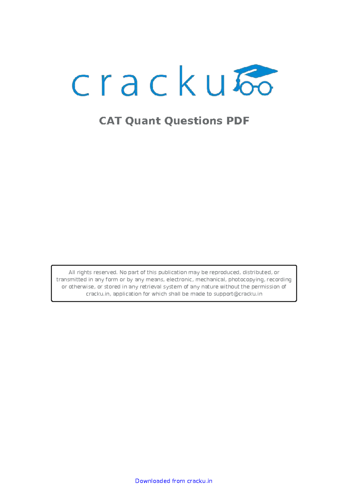 CAT Quant Questions PDF - No part of this publication may be reproduced ...