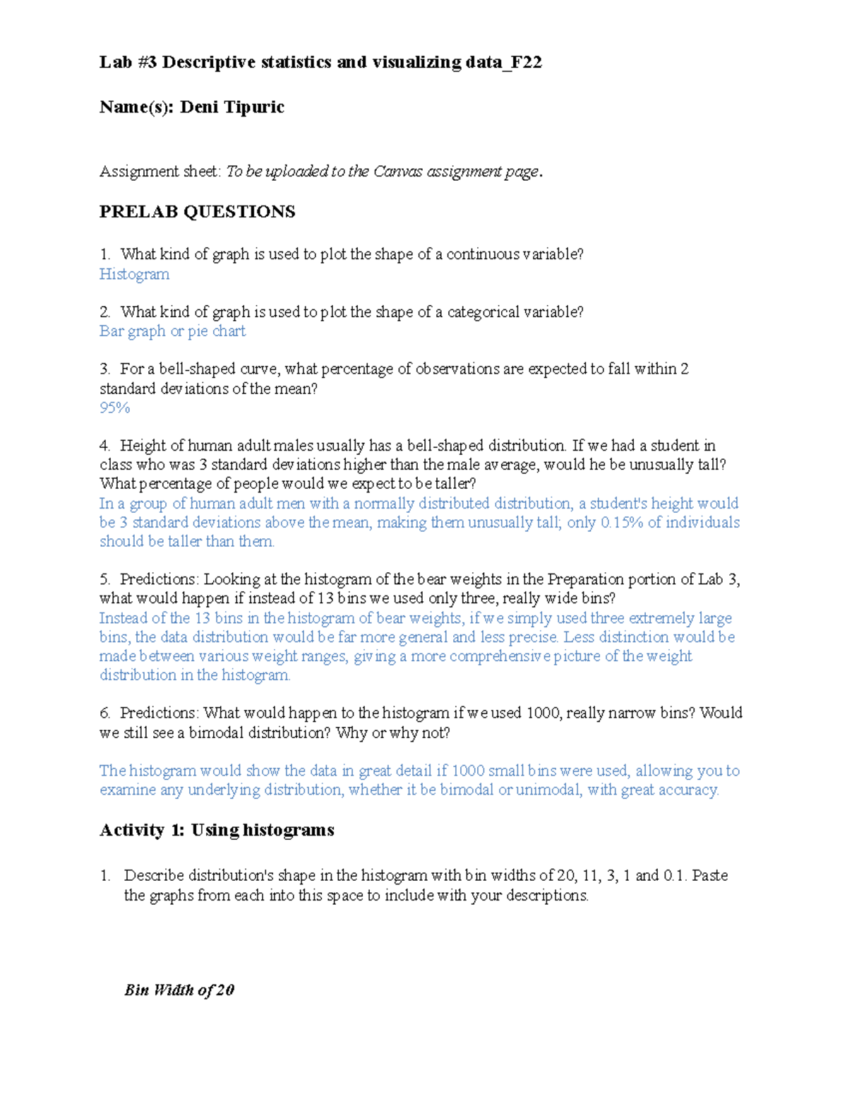 Lab3 assignment sheet F22 - Lab #3 Descriptive statistics and ...