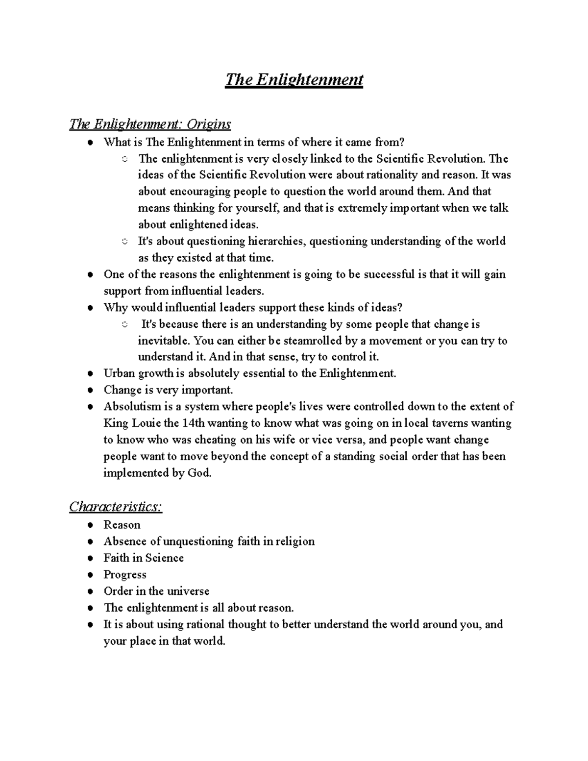 The Enlightenment - Detailed video notes - The Enlightenment The ...