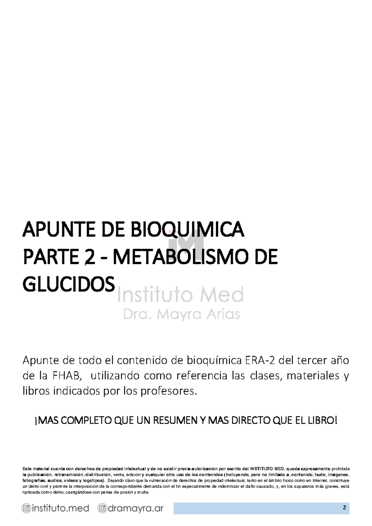 Bioquimicafull apunte ERA 2 - APUNTE DE BIOQUIMICA PARTE 2 - METABOLISMO DE GLUCIDOS Apunte de ...