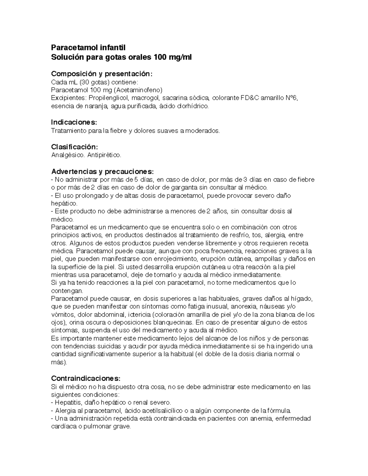 Uso del Paracetamol en niños y su dosis - Paracetamol infantil Solución ...