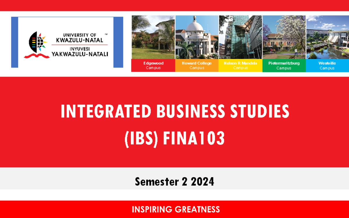 IBS Lecture 1 PPT 2024 - extra study - Edgewood Campus Howard College ...