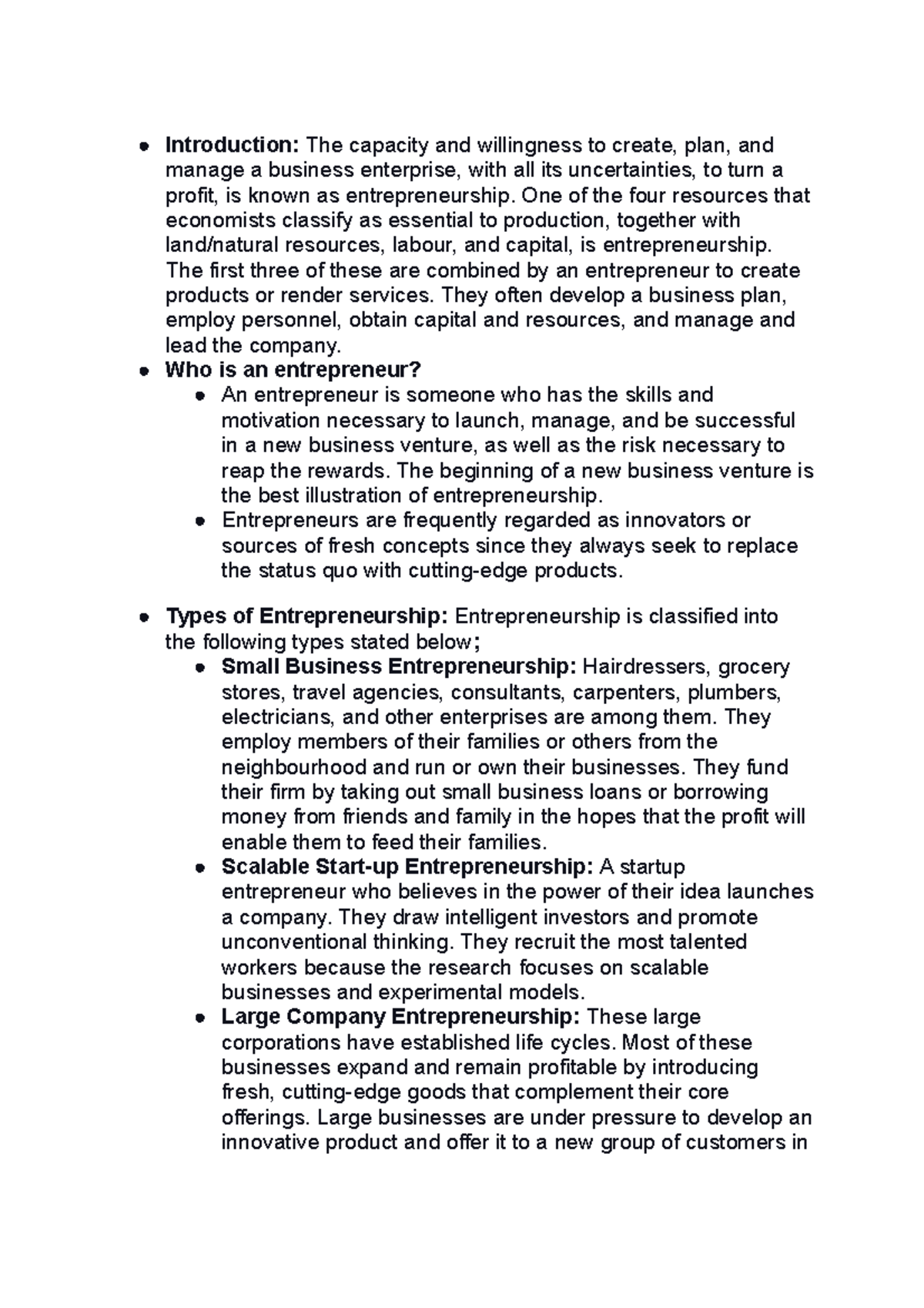 Entrepreneurship - One of the four resources that economists classify ...