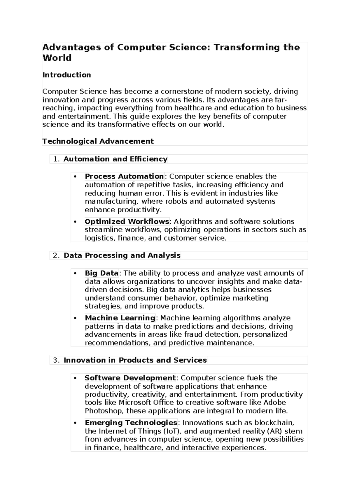 Computer Science advantage - Advantages of Computer Science ...