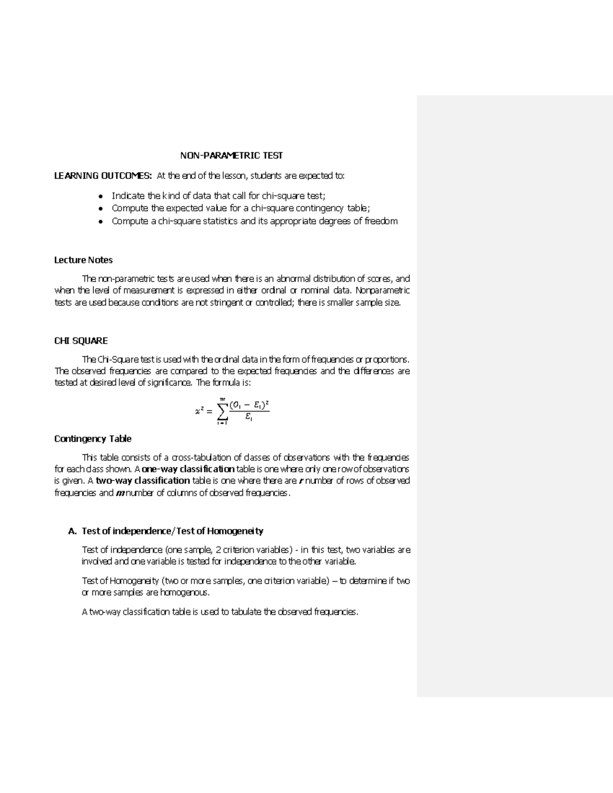08zmf,(0z]z-podsf - Vvg - NON-PARAMETRIC TEST LEARNING OUTCOMES: At the ...
