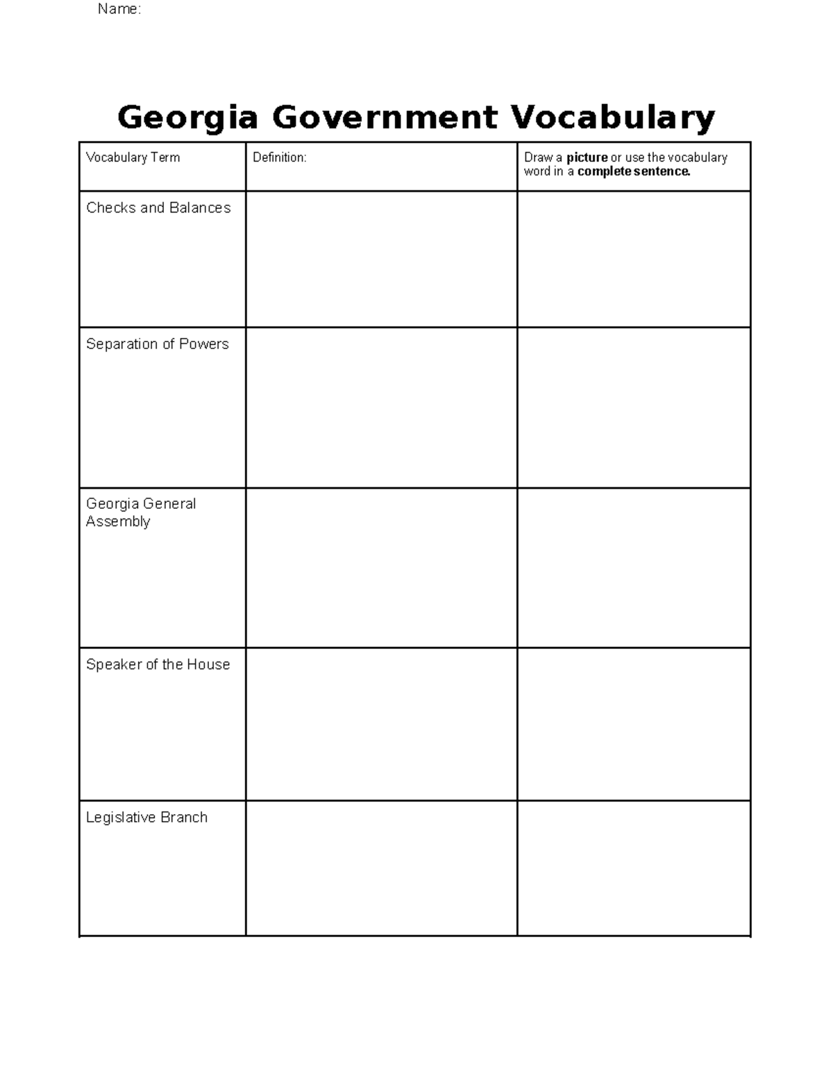 Georgia Government Vocabulary - Georgia Government Vocabulary ...