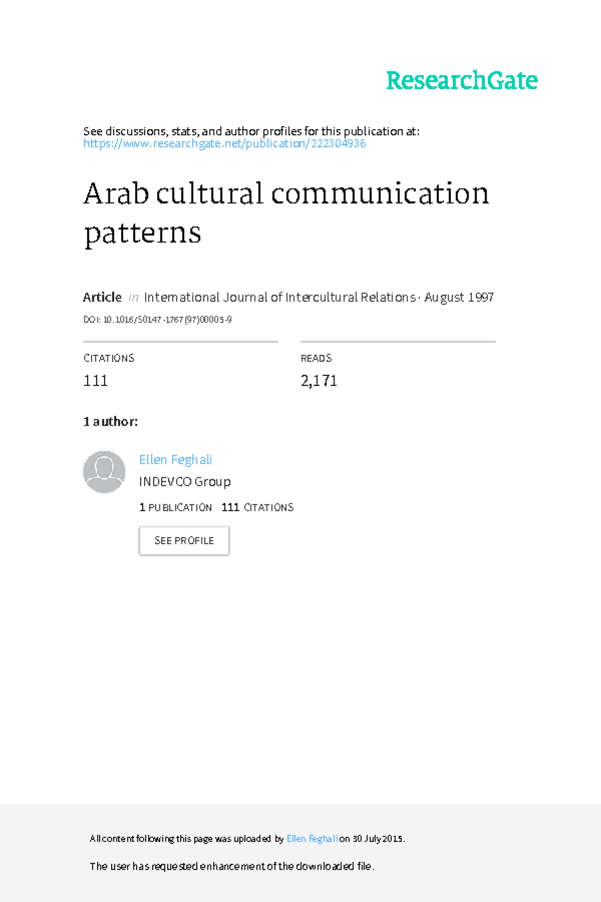 Arab cultural communication patterns - See discussions, stats, and ...
