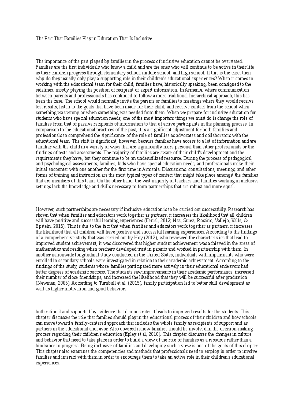 Chapter 4 The role of Families Part 1 - The Part That Families Play in ...