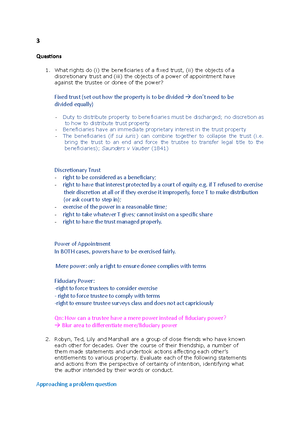 (15) trust summary notes - TRUST SUMMARY NOTES Term 1 Summary Part 1 ...
