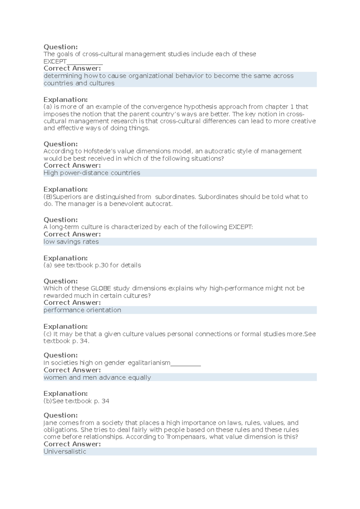 Socrative Quiz 2 - nil - Question: The goals of cross-cultural ...