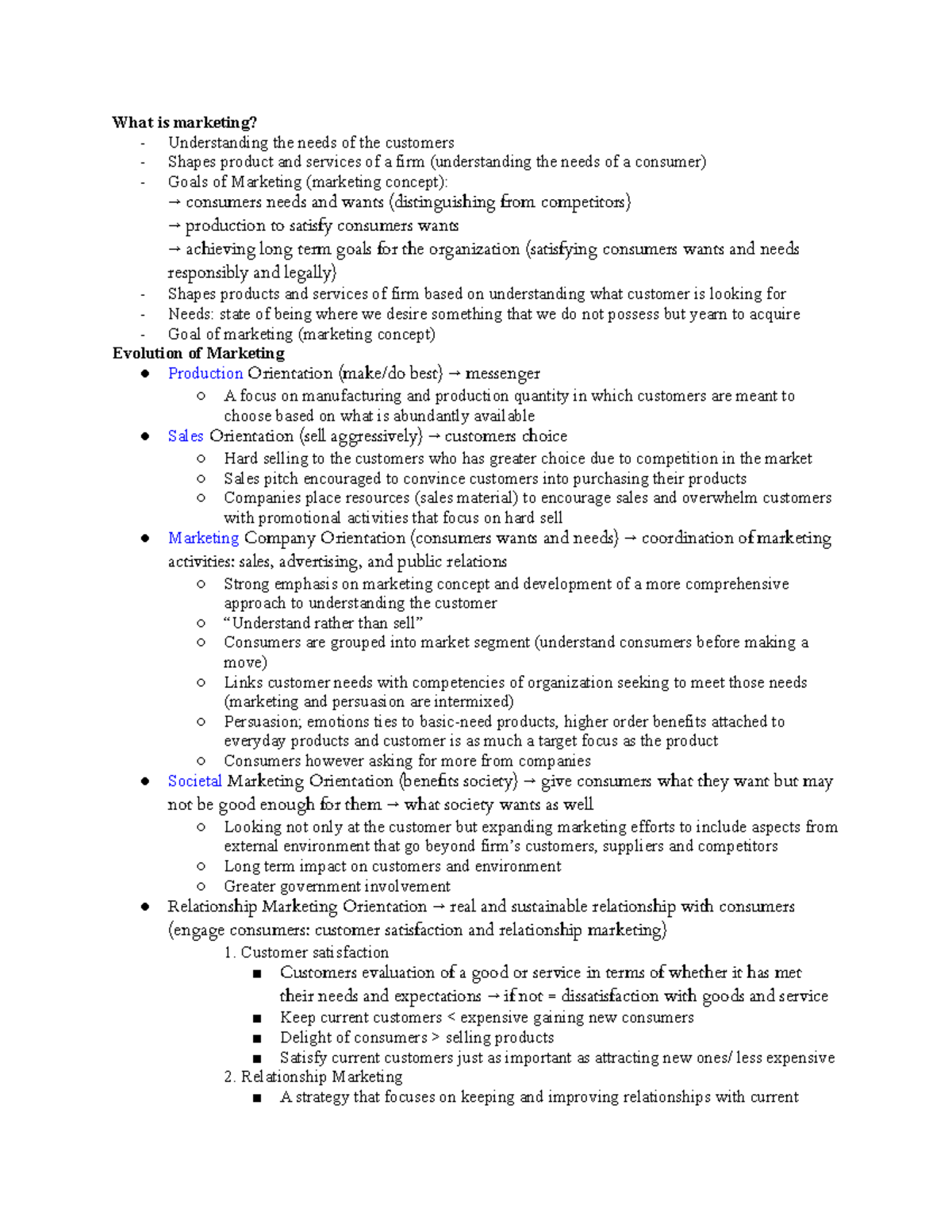 Marketing Chapter 1 - Lecture notes 1 - What is marketing ...