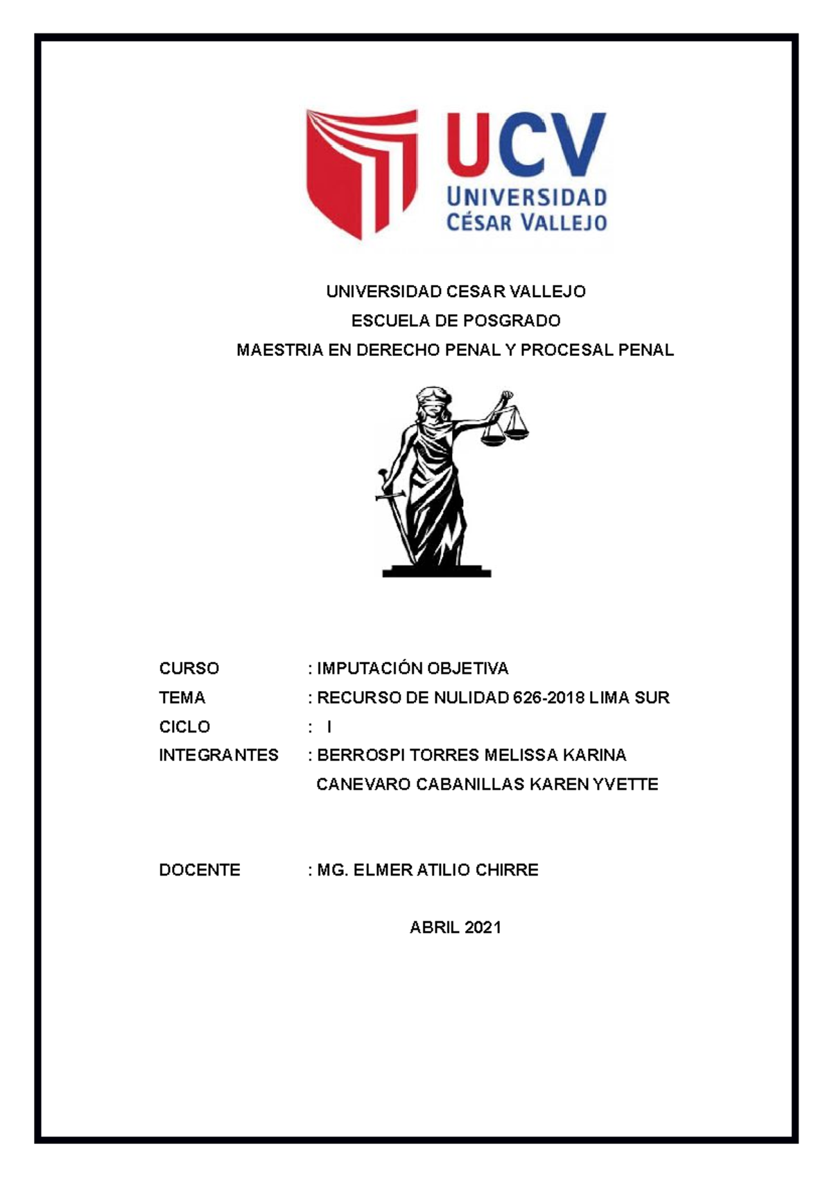 RN 626-2018 - UNIVERSIDAD CESAR VALLEJO ESCUELA DE POSGRADO MAESTRIA EN ...