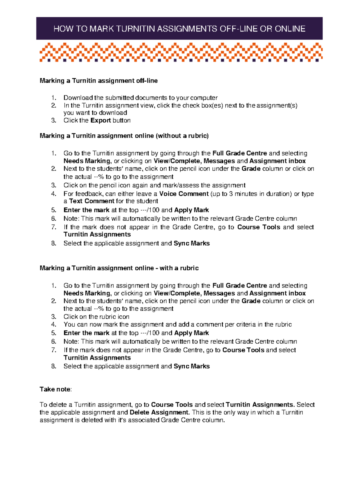 How to mark a Turnitin assignment off-line or online - HOW TO MARK ...