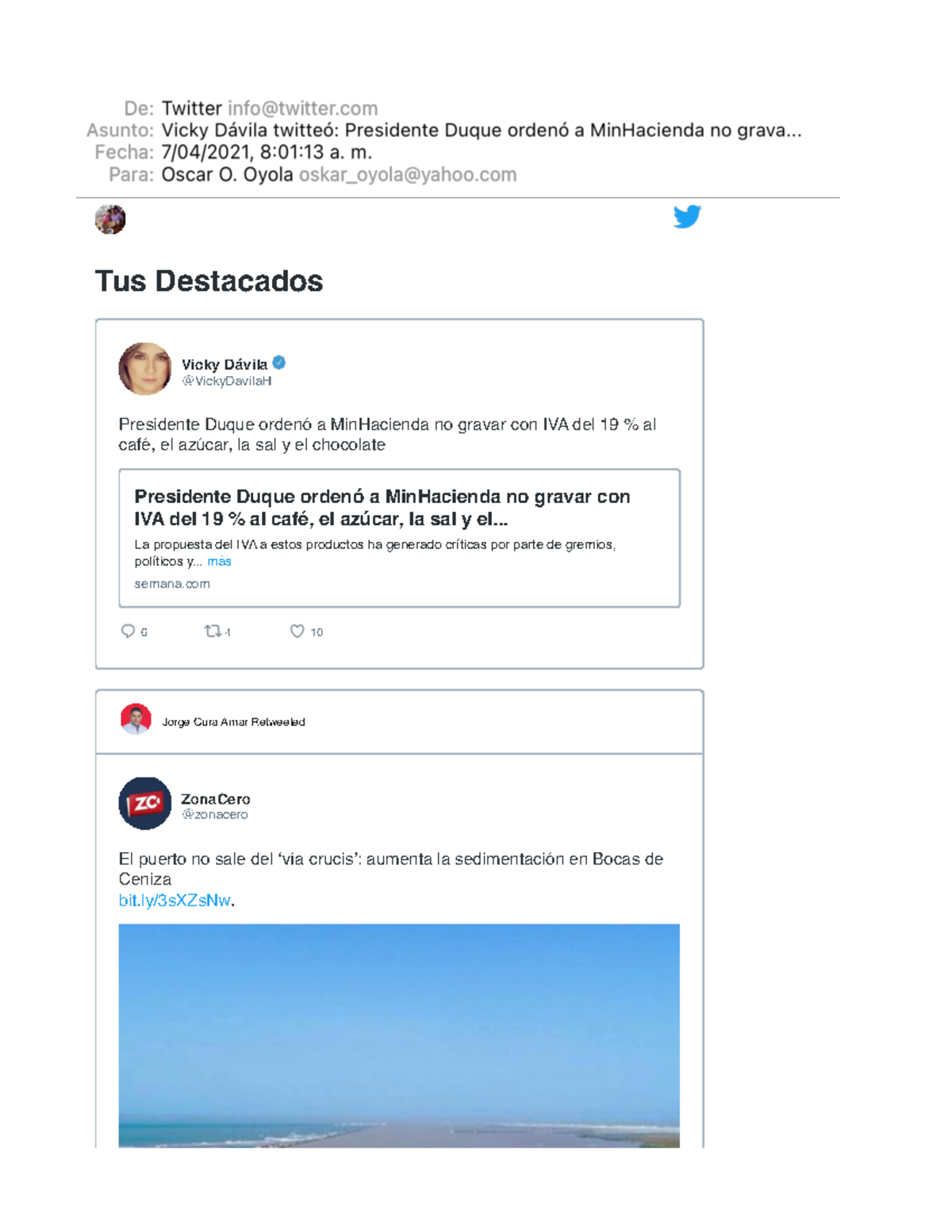 Vicky Dávila twitteó Presidente Duque ordenó a Min Hacienda no grava ...